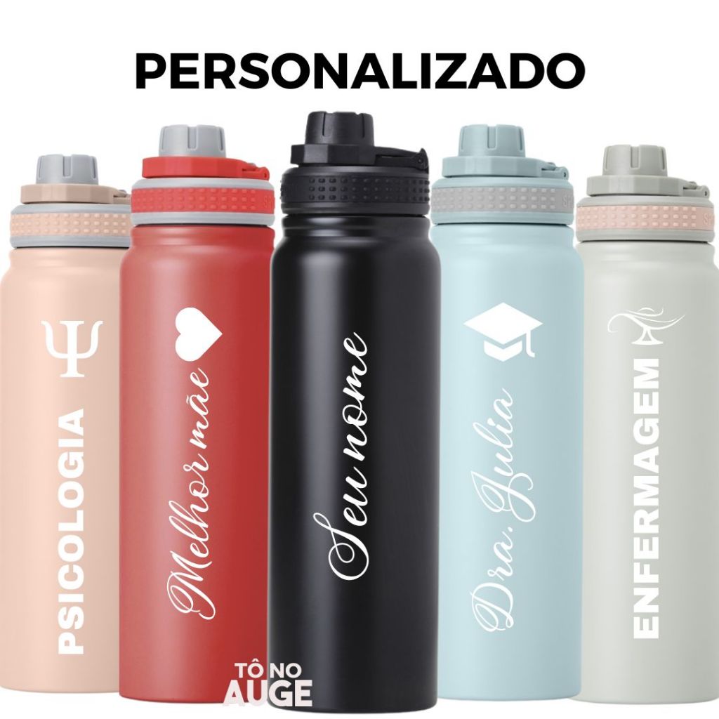 Garrafa Personalizada Térmica 850ml com Nome, Logo, Time, Frase ...