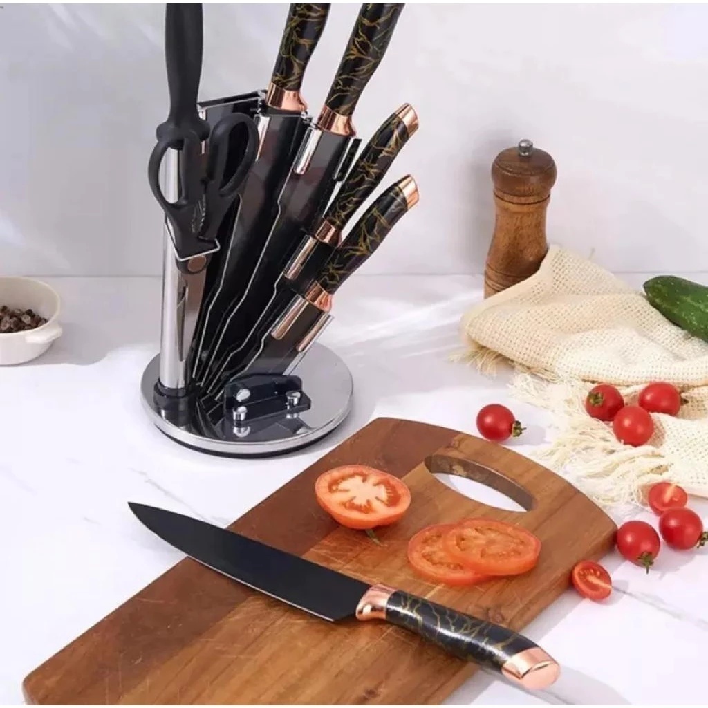 Luxuoso Kit de Facas de Cozinha em Inox com 8 Peças: Elegância e ...