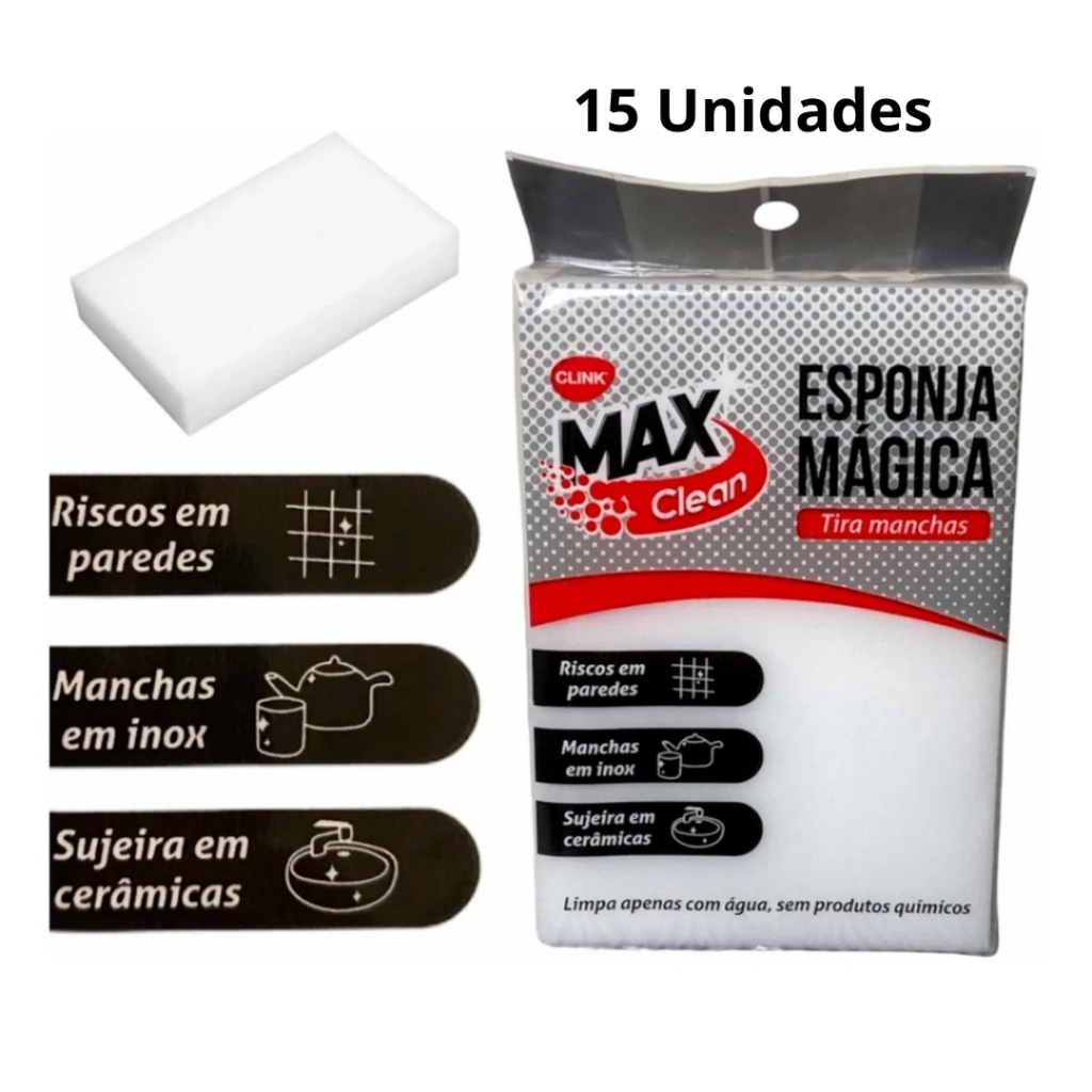 Esponjas Magica Branca “Max Clean Clink” 10x7x3cm | Shopee Brasil