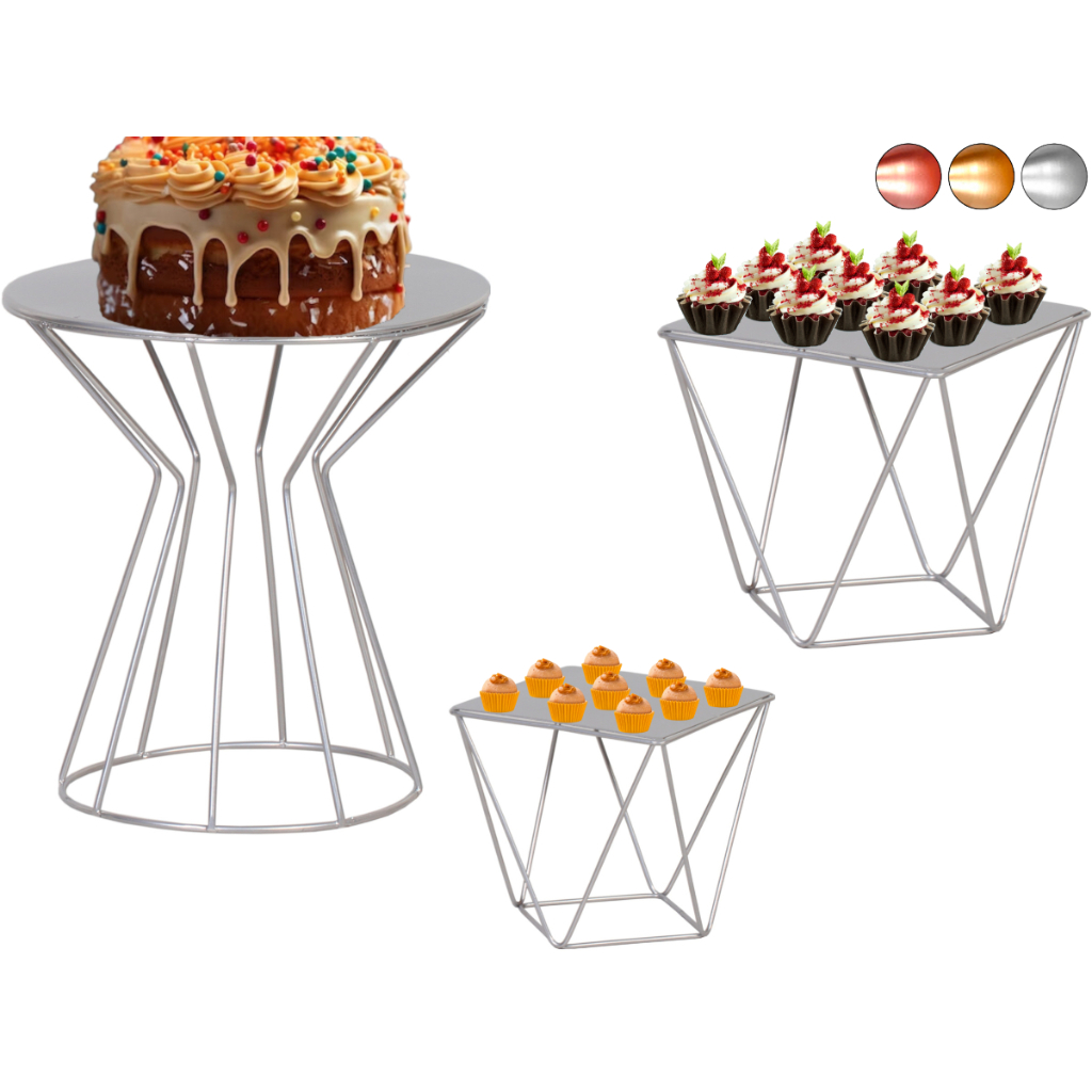 Kit Boleira Decoração De Festa Bandejas Para Festa 3 Peças Vaso Luxo ...
