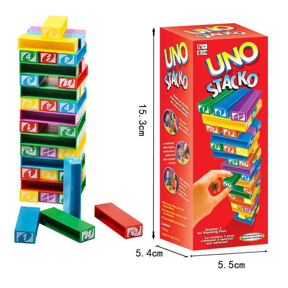 jogo Uno Stacko Torre De Empilhar blocos barra jogo familia diversão ...