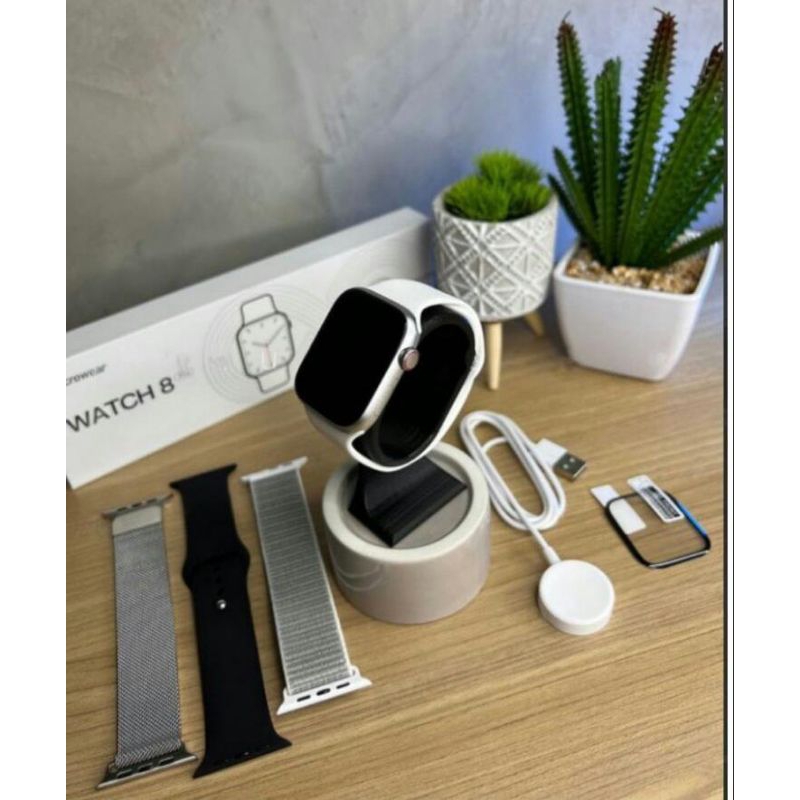 Smartwatch 8 kit com 4 pulseiras pano metal e borracha unissex moda ...