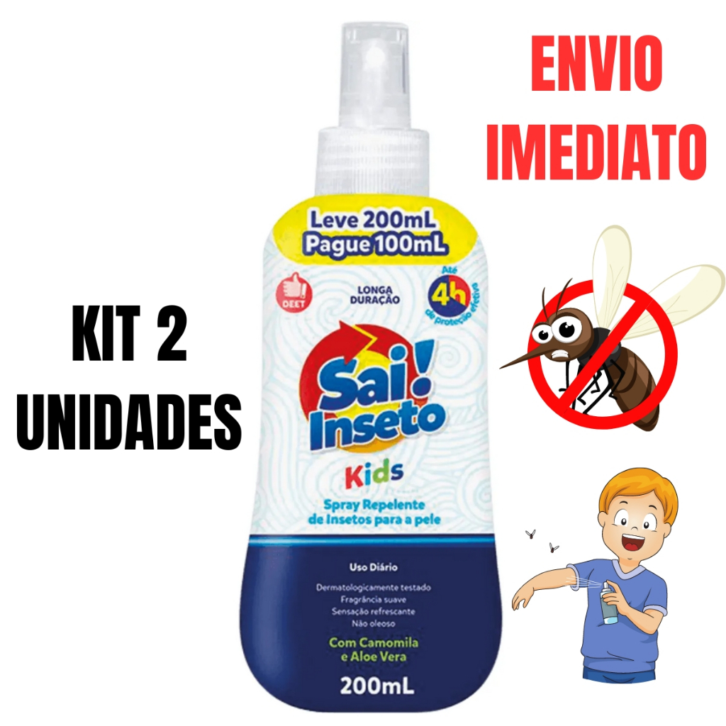 Kit 2 unidades - Repelente Spray Contra Insetos Sai Inseto Family Kids ...