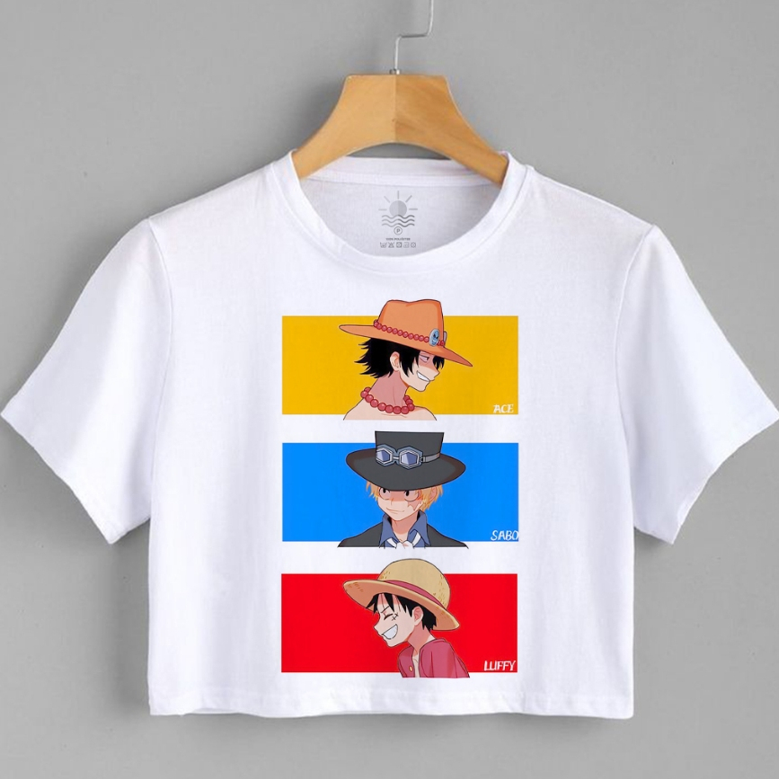 Camiseta Cropped One Piece Luffy, Ace e Sabo Blusa Anime | Shopee Brasil