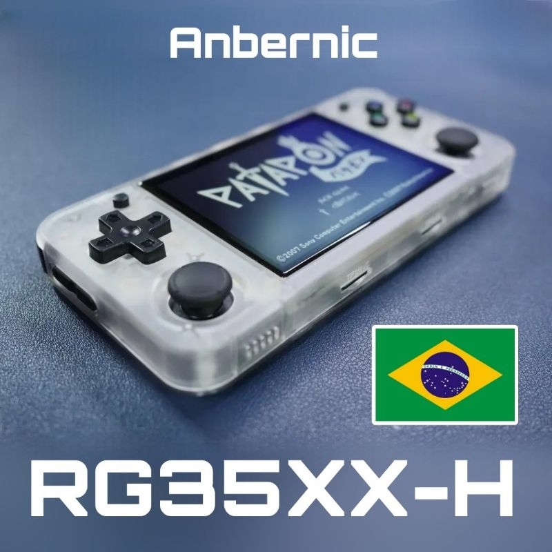 Rg35xx Plus H Translucido 64gb + Grio de mão e Pelicula de vidro ...