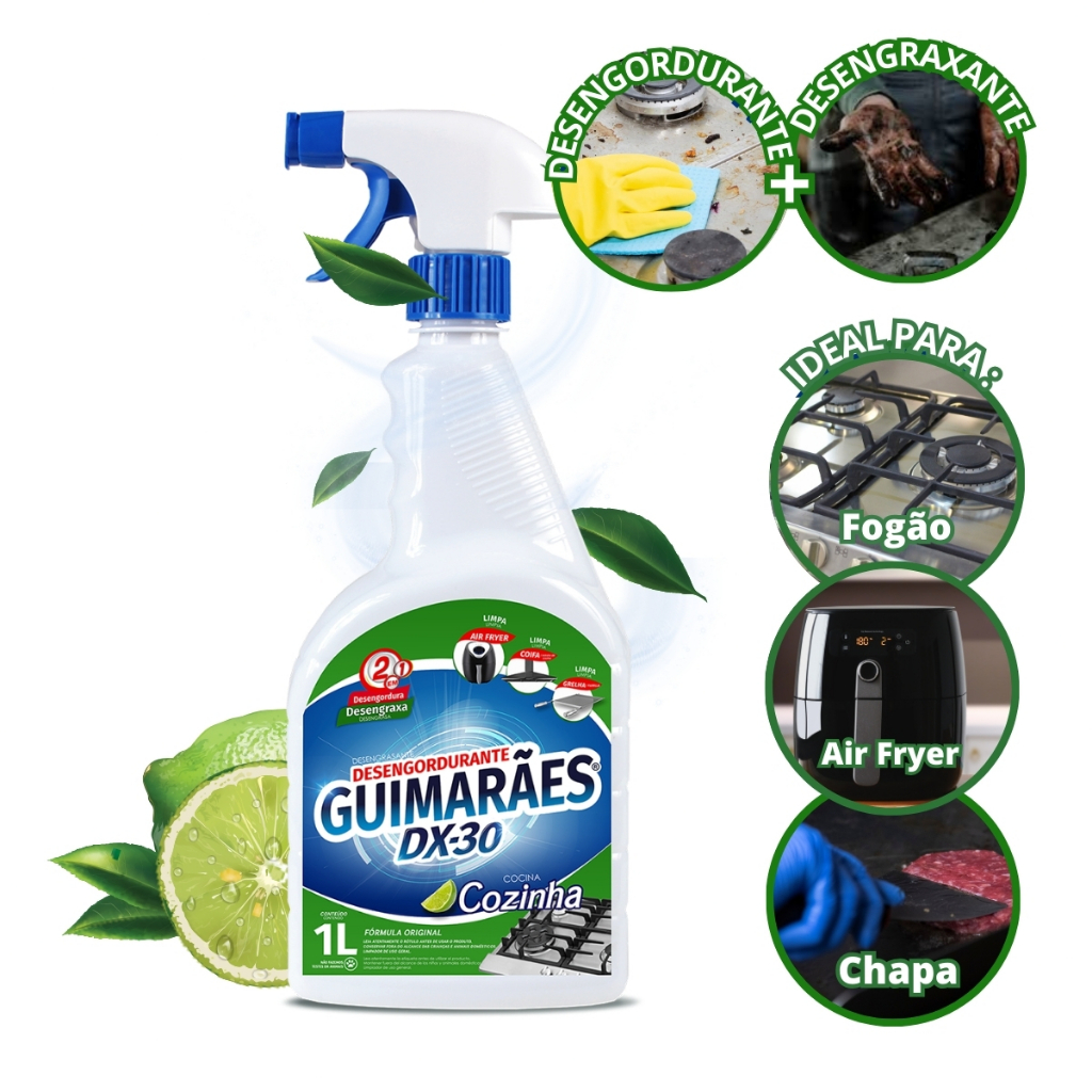 Desengordurante DX-30 Concentrado Limpeza Pesada Limpa Box Fogão Coifa Air fryer Com Limão 1L ...