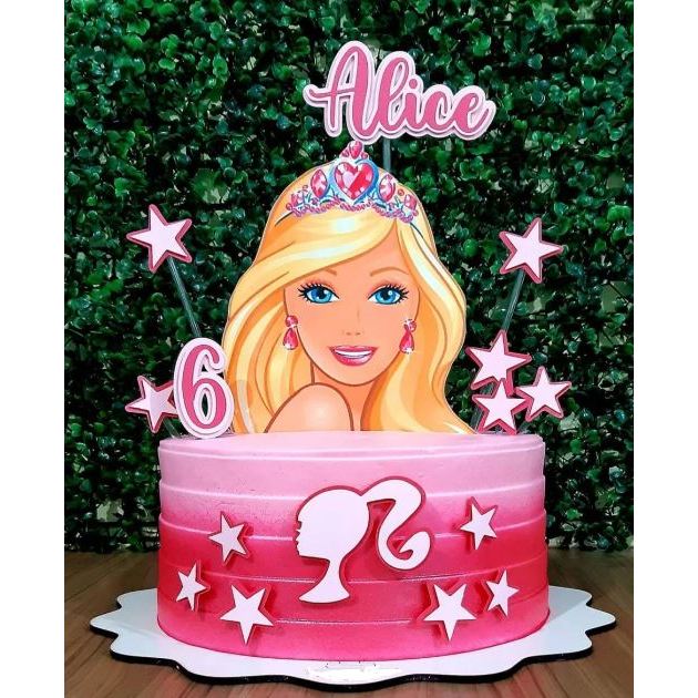 Topo Topper de Bolo Personalizado Barbie | Shopee Brasil