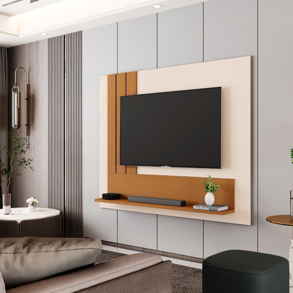 Painel Para TV 43 Polegadas 1 Prateleira Detalhe Ripado 5119 Elegante ...