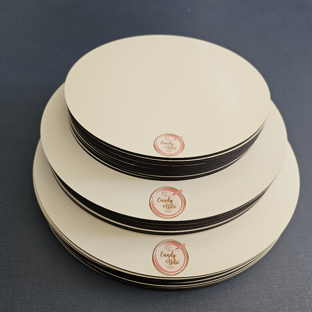 Kit 10 Unidades Cake board de 25 cm em MDF Branco com Logo Colorida ...