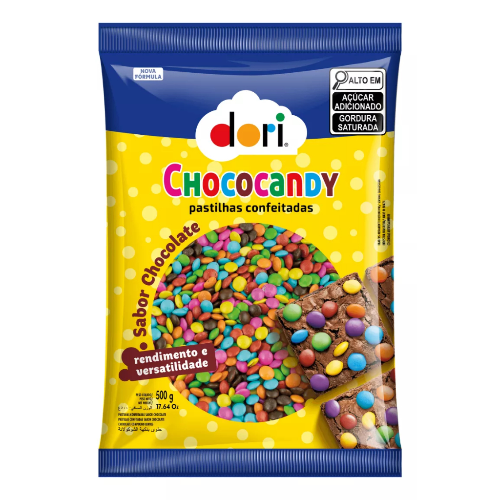Pacote Confete Confeitos tipo mm Dori Chococandy 500g - Sabor Chocolate ...