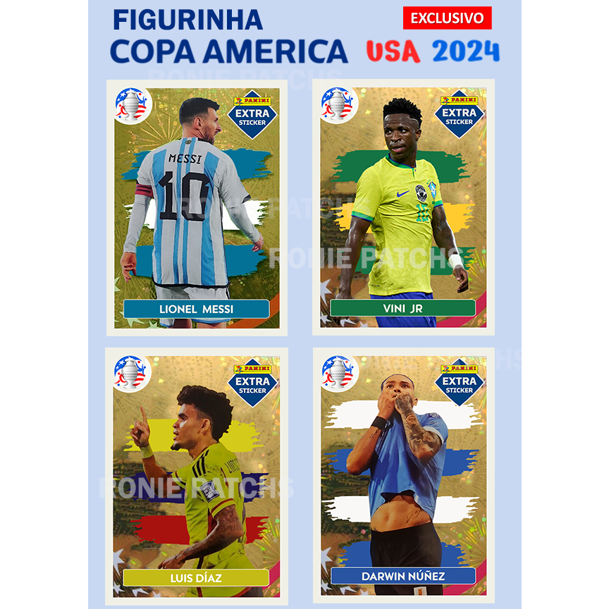 PACK C/ 4 FIGURINHAS EXTRA STICKER GOLD COPA AMÉRICA 2024 | Shopee Brasil