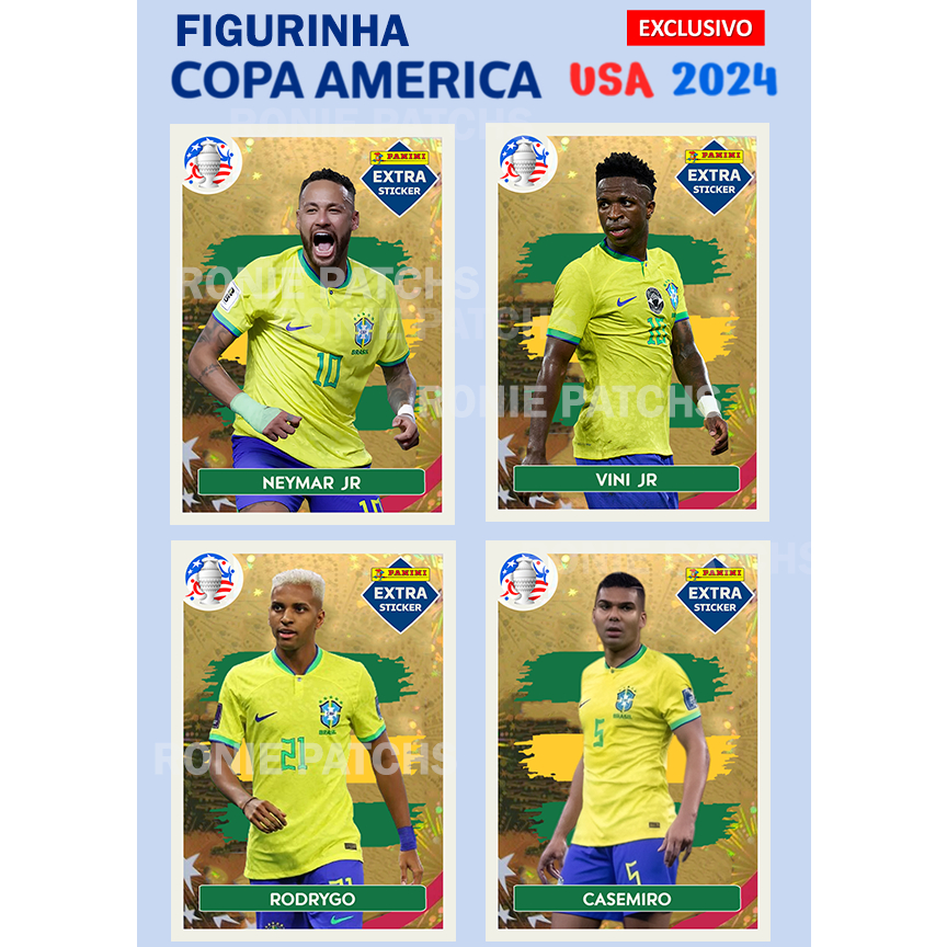 KIT C/ 4 FIGURINHAS EXTRA STICKER GOLD EXCLUSIVAS COPA AMÉRICA 2024 ...