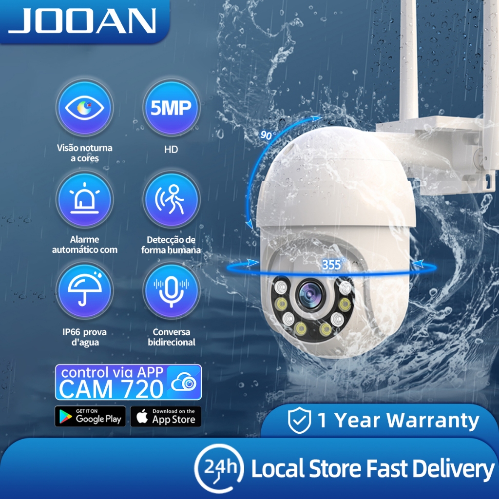 JOOAN Câmera WIFI 5mp outdoor monitoring IP66 waterproof camera FHD ...