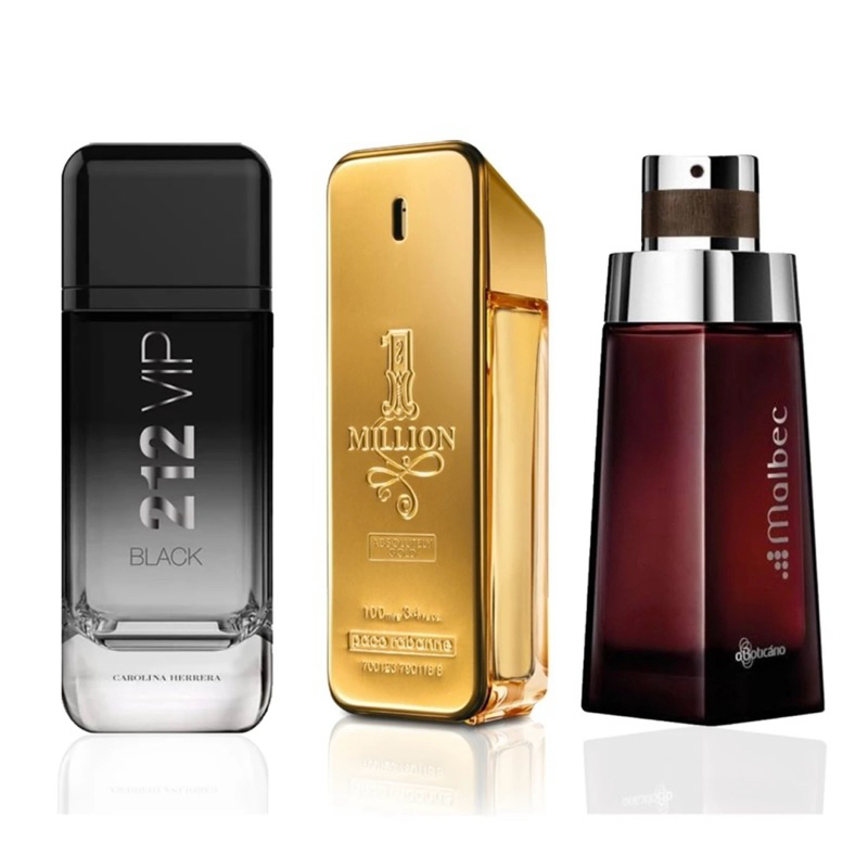 Kit 3 Perfumes Masculinos: One Million 212 vip men Ferrari black (Envio ...