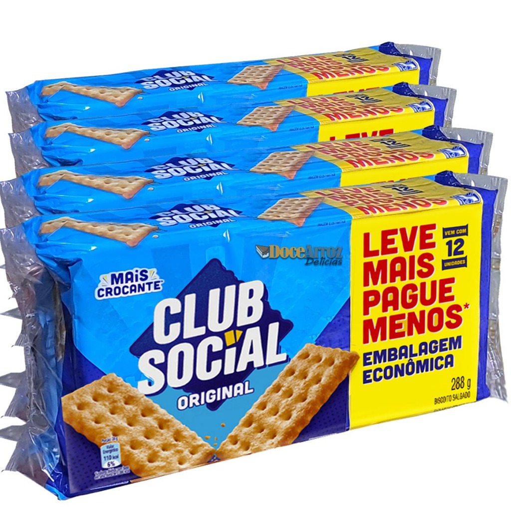 Biscoito Salgado Original Club Social Kits vários tamanhos com Packs 12 Unidades 288g | Shopee ...