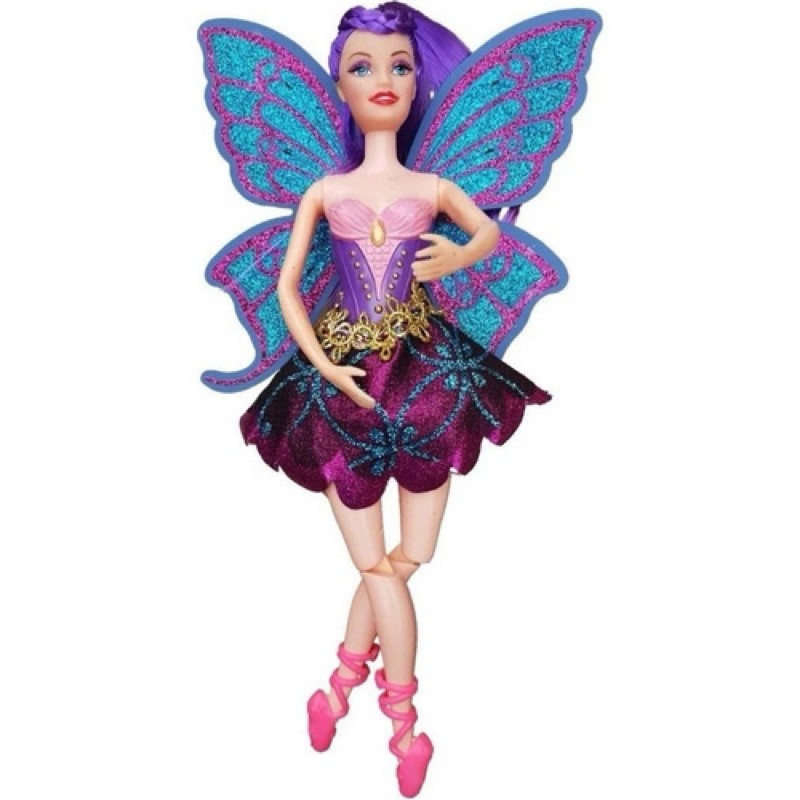 Boneca Bailarina Roxa Fada Com Asas Ballet Articulada 30cm | Shopee Brasil