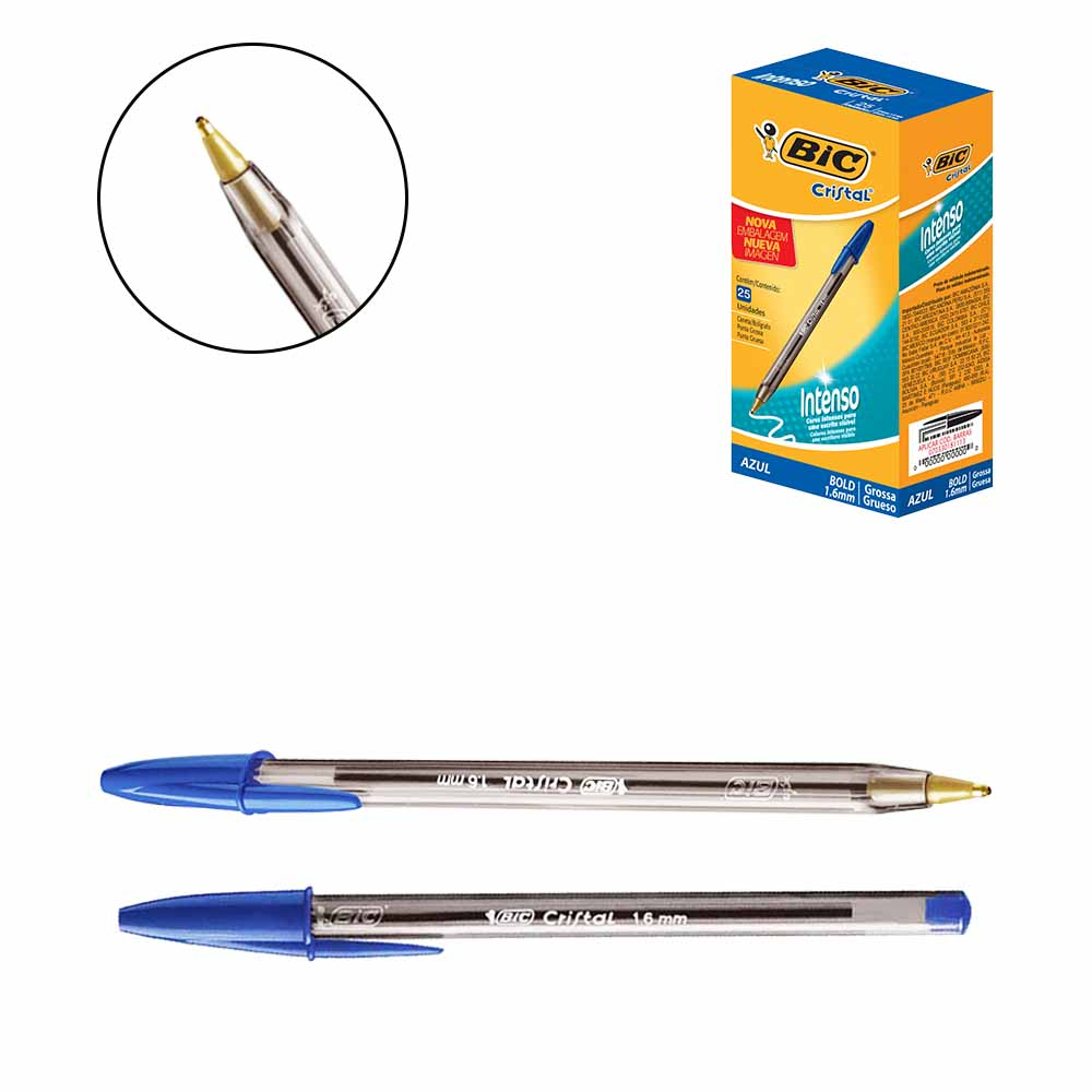 Caneta Esferográfica Bic Cristal Intenso Bold 1.6mm caixa com 25 unidades/13 unidades/16 ...