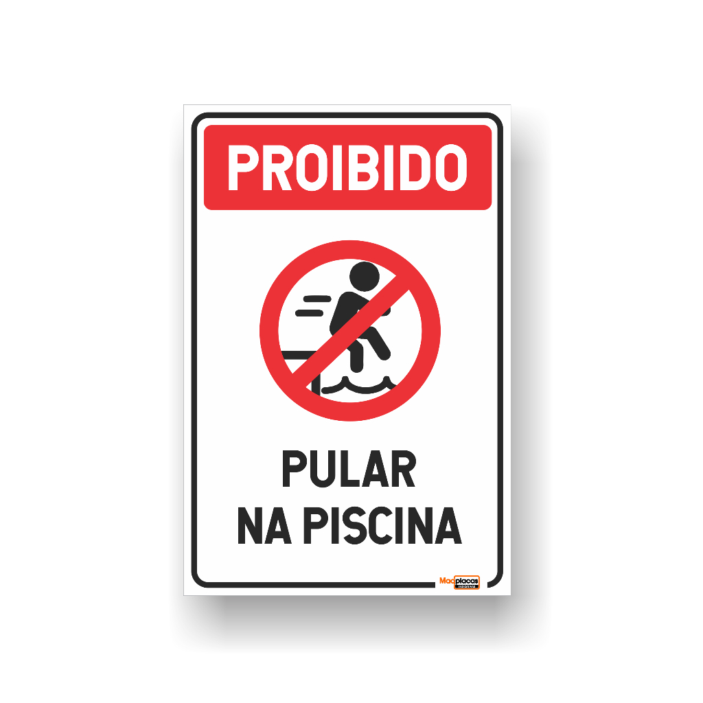 Placa proibido pular na piscina 20x30 PVC 1mm | Shopee Brasil