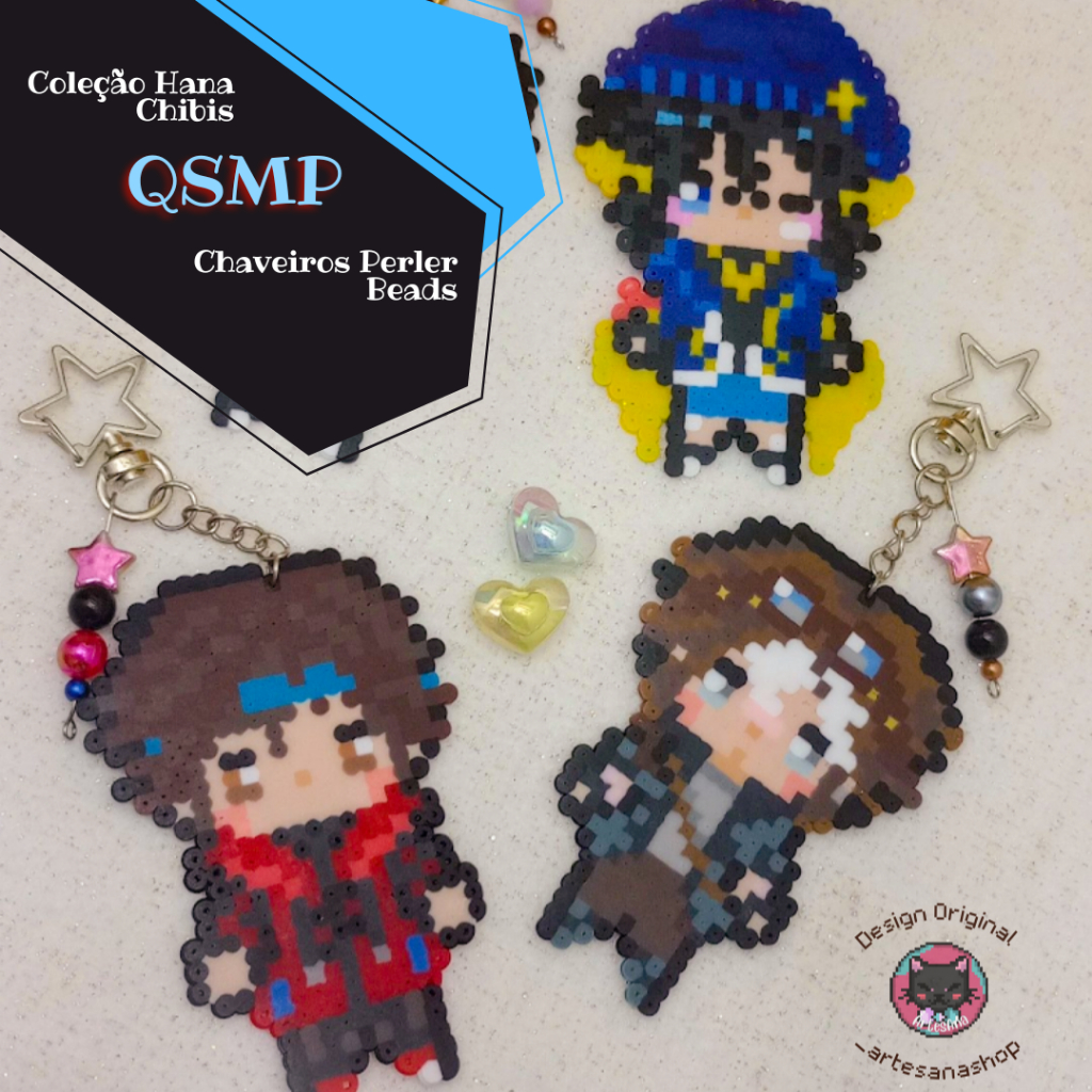 Chaveiro Perler Beads - QSMP / Guapoduo & Quackity ( Coleção Hana ...