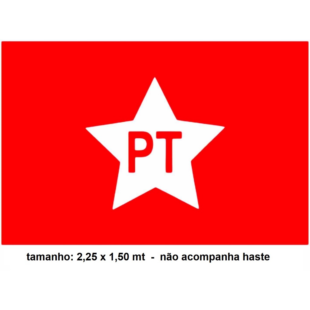 Bandeira Vermelha do PT com Fundo/Estrela em Branco e nome PT em ...