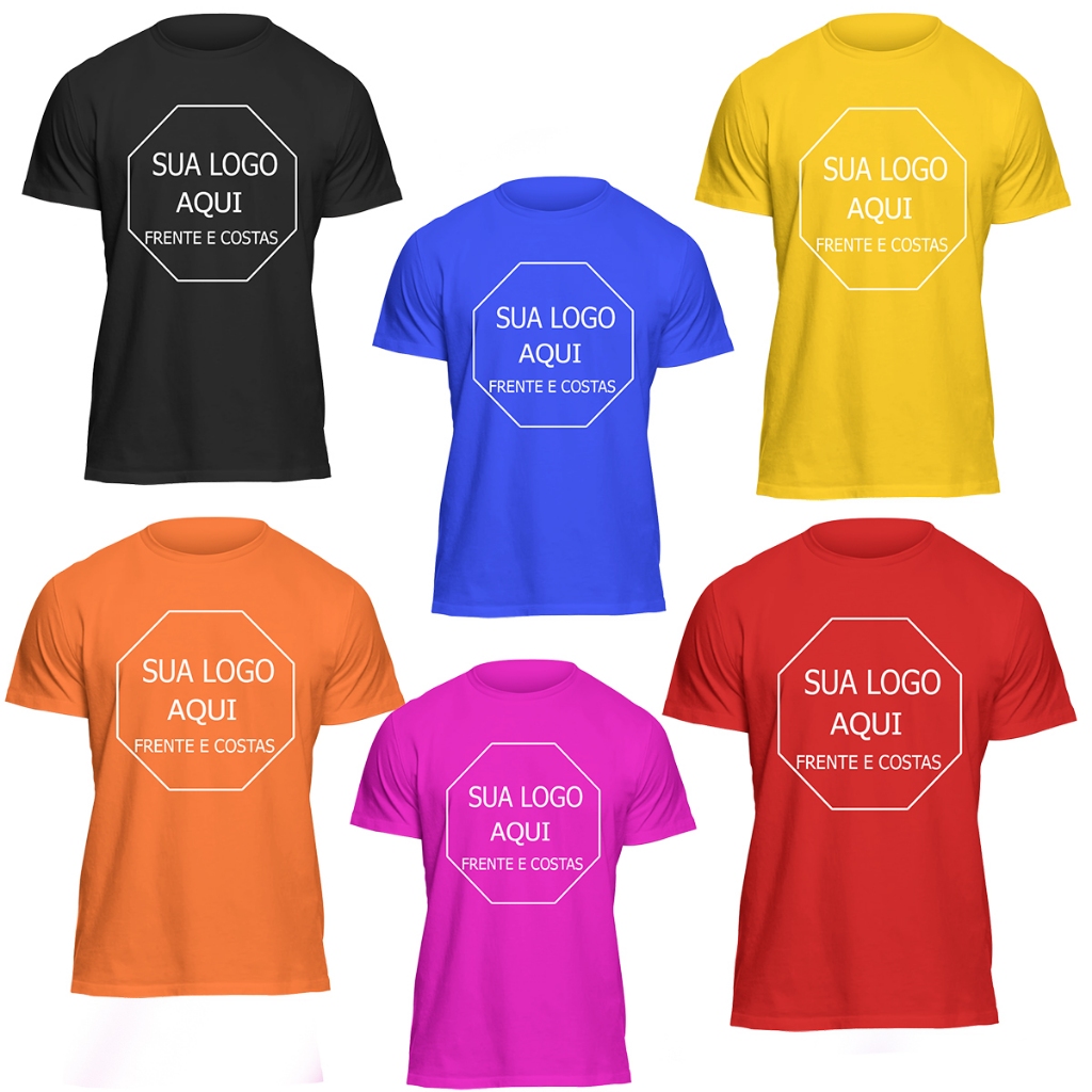 Uniforme Camiseta Personalizado com sua Logo, Estampa, Logomarca Varias Cores | Shopee Brasil