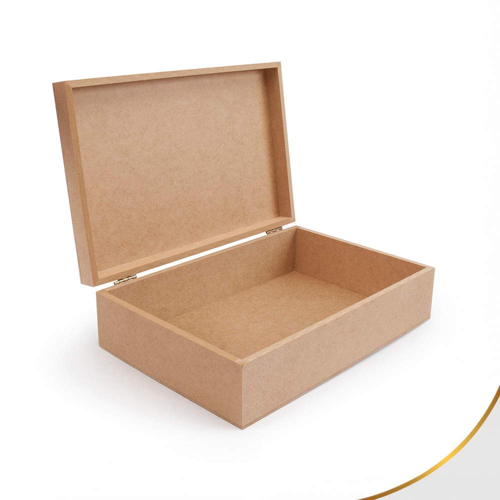 Caixa Retangular Lisa 27x18x7,5 Com Dobradiça em Mdf Cru | Shopee Brasil