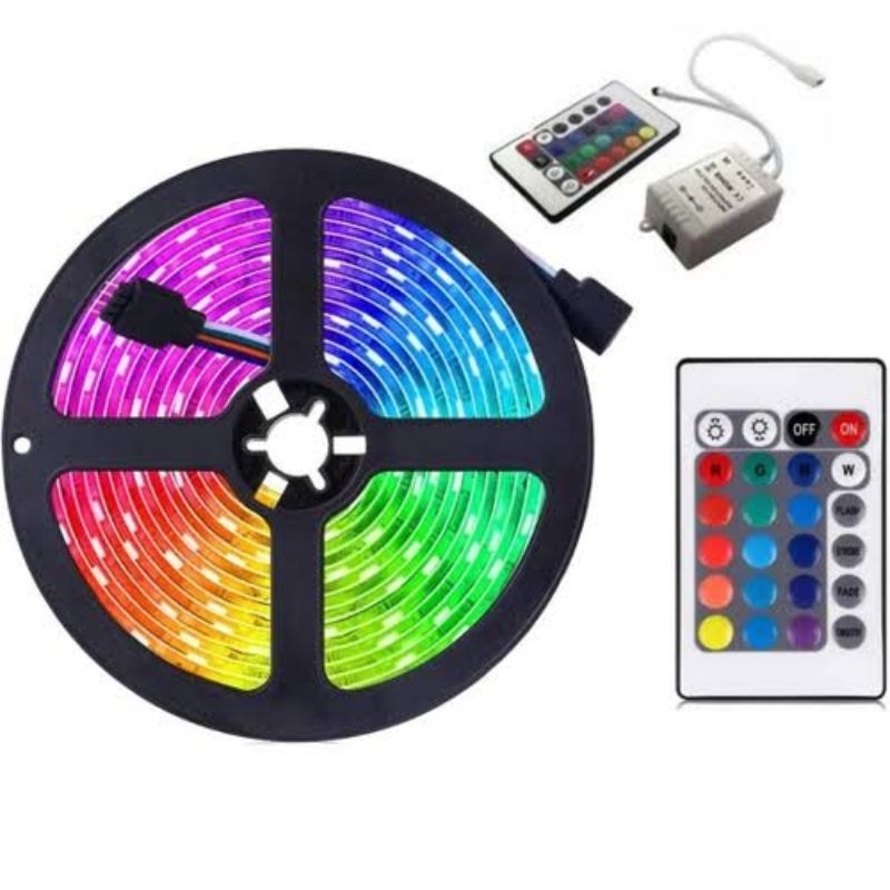 Fita de Led/RGB USB 5 Metros 16 Cores Com Controle e Fonte | Shopee Brasil