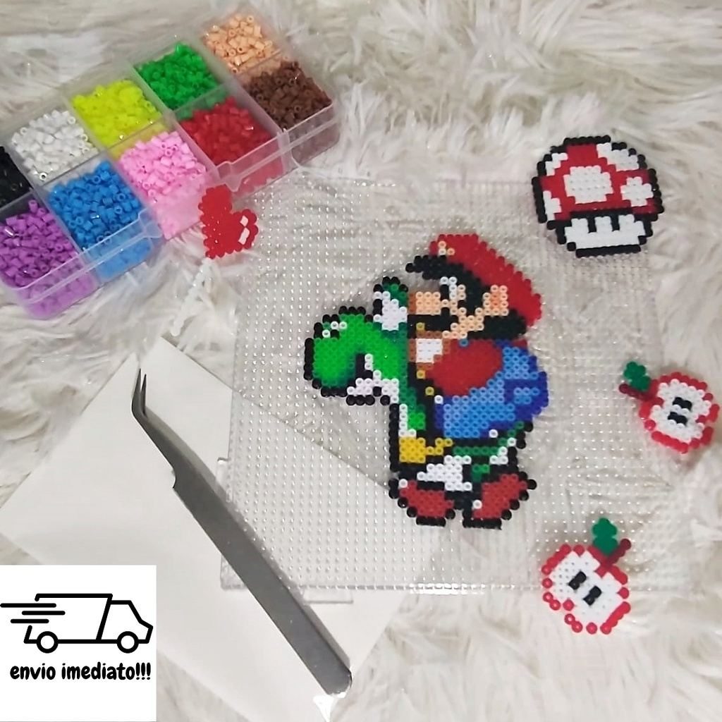 Kit Perler Beads 2,6mm 5000Peças, Pegboard, Pinça E Papel Para Passar ...