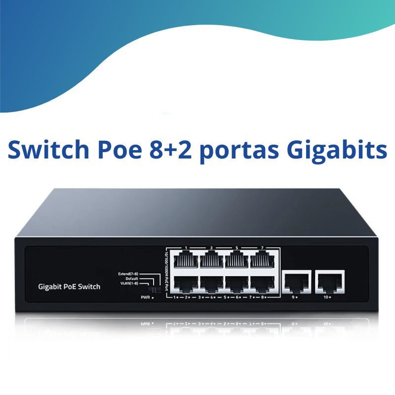 Switch Poe 08 Portas Gigabit + 02 Portas Uplink Gigabit - Escorrega o Preço