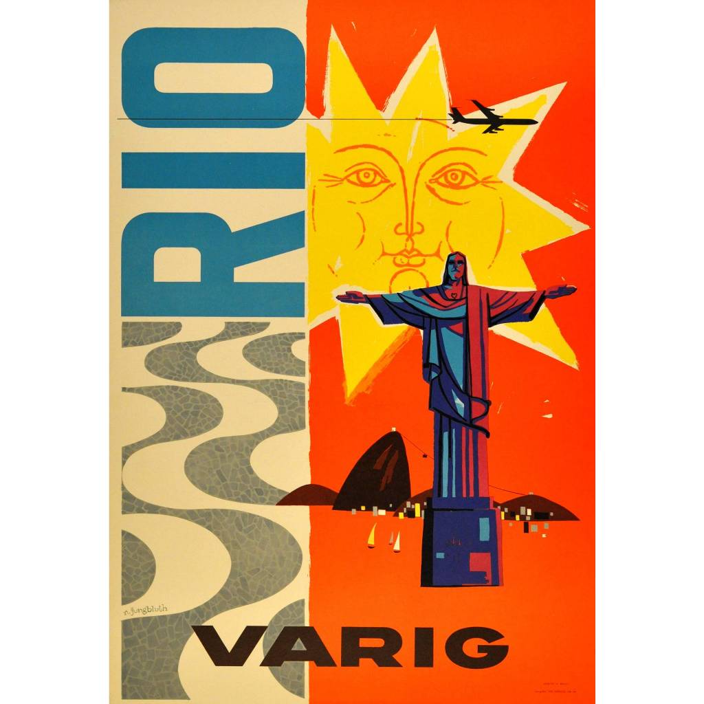 Poster Retrô - Rio - Varig - Art Decora - 33 Cm X 48 Cm | Shopee Brasil