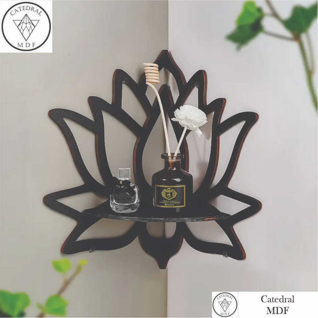 Prateleira de Madeira Flutuante Formato Flor de Lótus Rack de ...