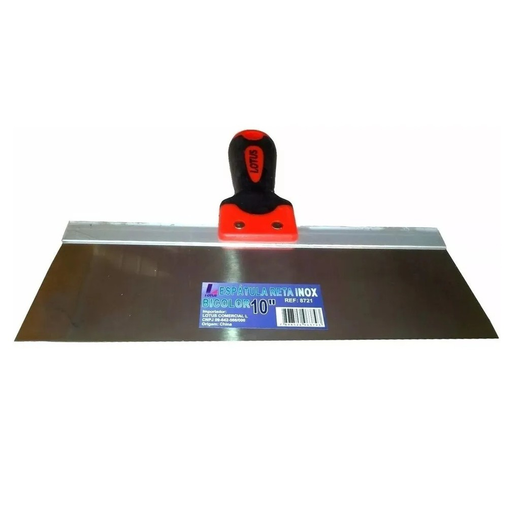 Espátula Reta Inox Gesso Drywall Cabo Embor. Lotus 10'' | Shopee Brasil