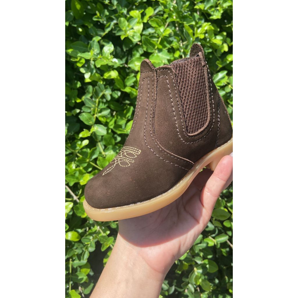 Bota Botina Country Menino Boiadeiro Infantil 100%Couro | Shopee Brasil