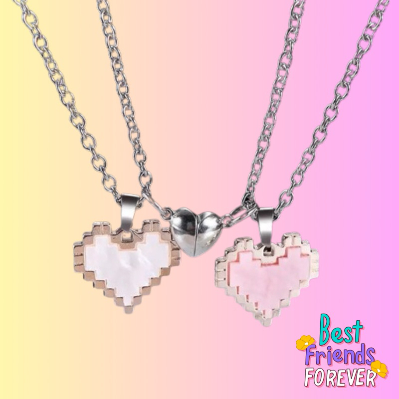 Colar Melhores Amigas Para Sempre BFF Rosa Coração | Shopee Brasil