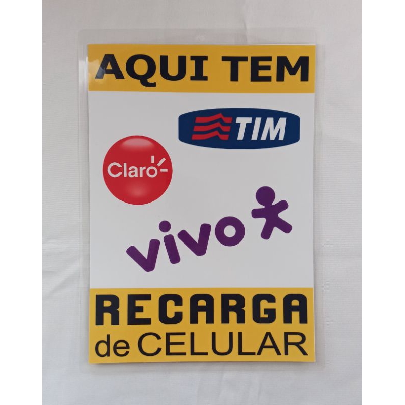 Banner propaganda "Aqui tem recarga de celular" plastificado | Shopee ...
