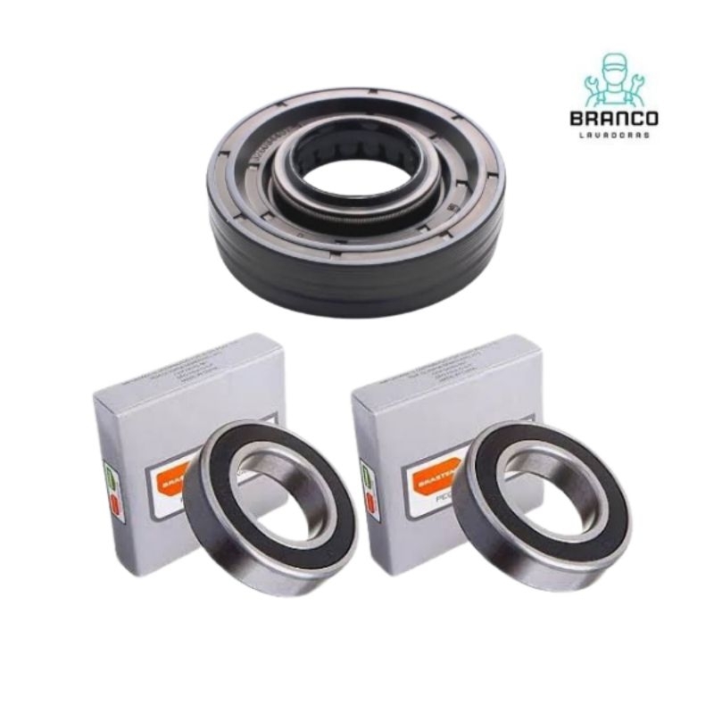 kit 2 Rolamentos 6006 + 1 Retentor do Tanque Eletrônica - Brastemp/Consul - para máquinas de ...