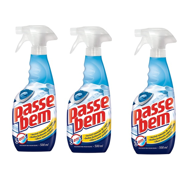Kit C/3 Facilitador De Passar Roupas Líquido Passe Bem 500ml | Shopee ...