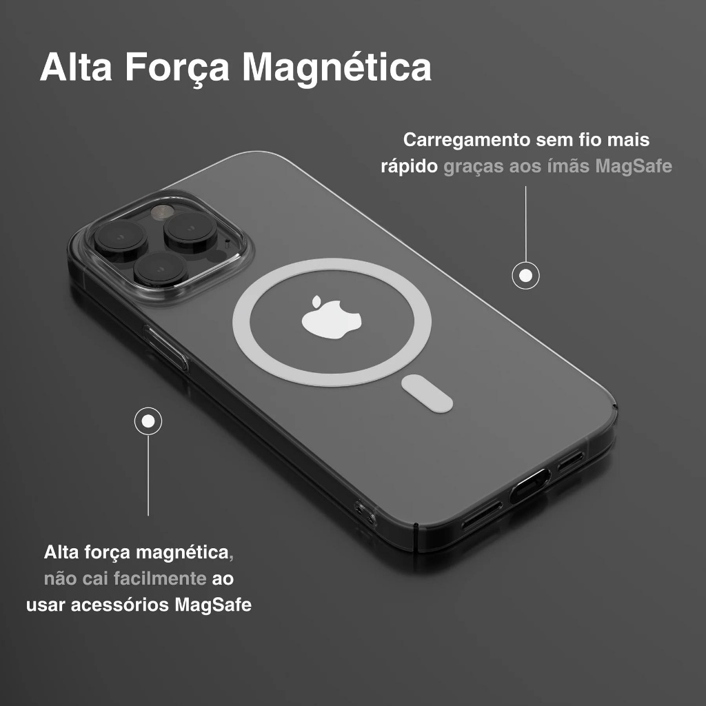 Capa Magnética Magsafe Transparente Para Iphone 7/8 PLUS XR 11 12 13 14 15 16 PRO MAX | Shopee ...