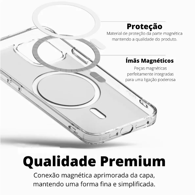 Capa Magnética Magsafe Transparente Para Iphone 7/8 PLUS XR 11 12 13 14 15 16 PRO MAX | Shopee ...