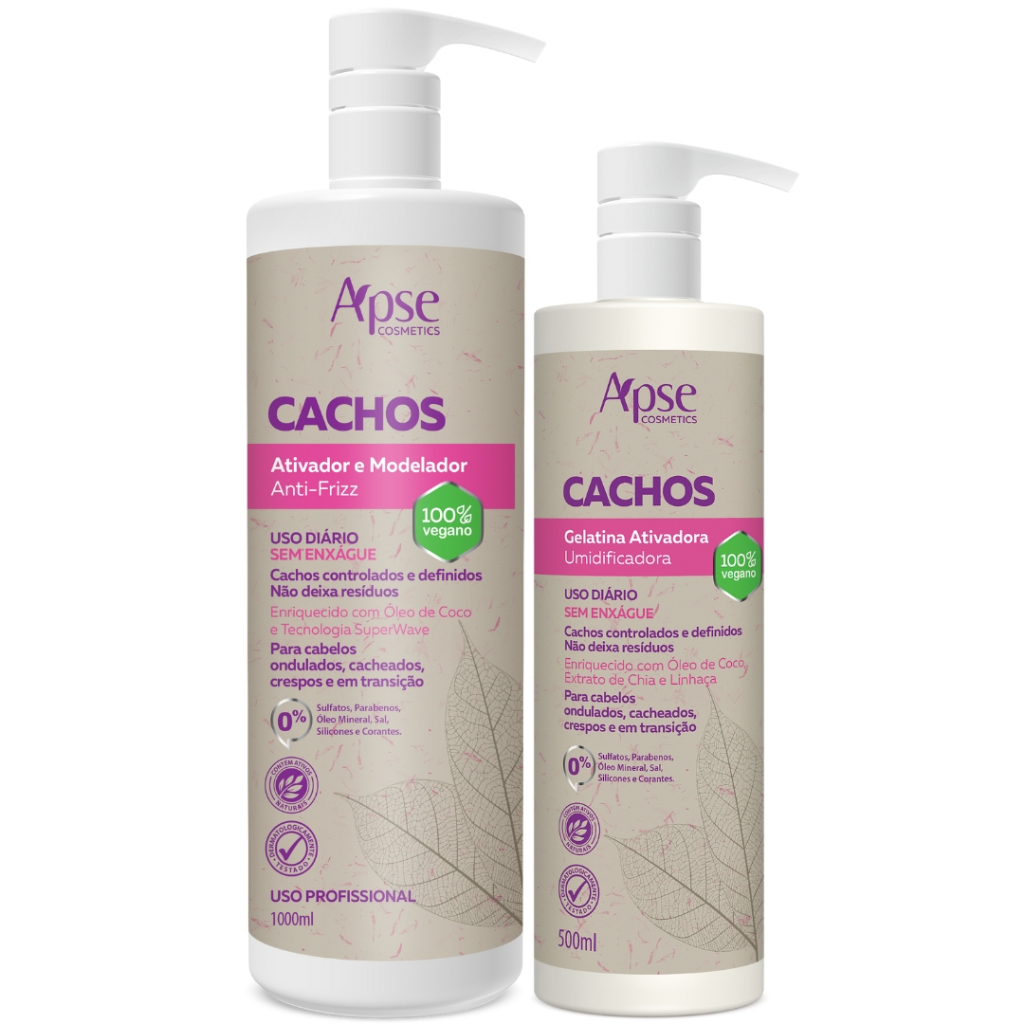 Kit Apice Ativador Modelador Cachos 1L e Gelatina Cachos 500ml Cabelos Cacheados Definidos e ...