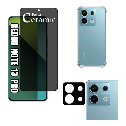 Kit Para Xiaomi Note 13 Pro 5G Película Privacidade + Capa Capinha Anti Shock+Pelicula Camera 3D ...