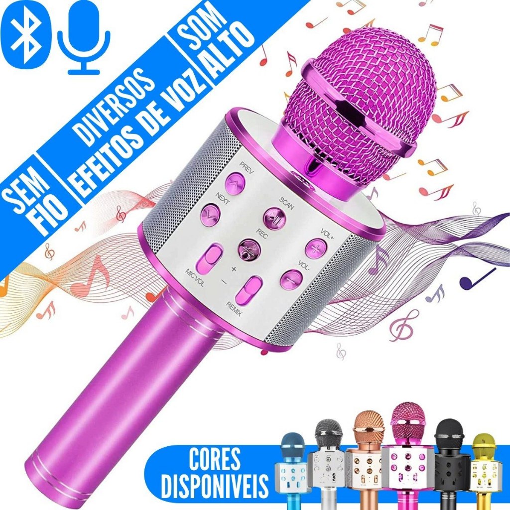 Microfone Bluetooth Karaoke Sem Fio Youtuber Reporter | Shopee Brasil