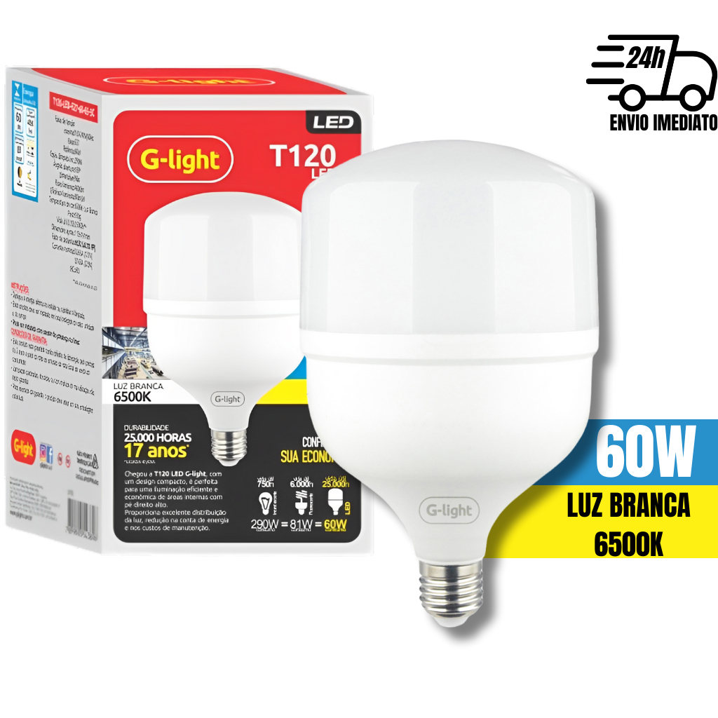 Lâmpada Led 60w Bulbo Alta Potência E27 Branco Frio 6500k Bivolt | Shopee Brasil