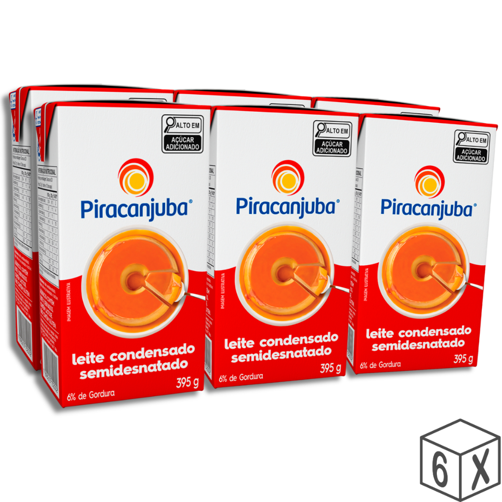 Pack 6 unidades Leite Condensado Semidesnatado Piracanjuba 395g - Kit ...