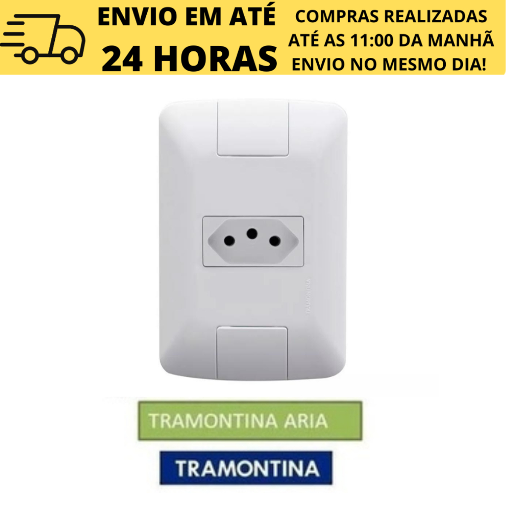 Conjunto Tomada 10A Simples Branca 4x2 Embutir Linha Aria Tramontina ...
