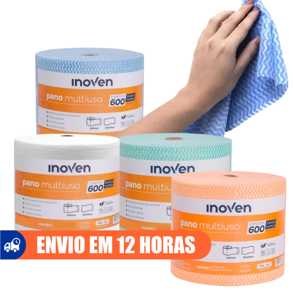 Pano Multiuso Rolo 600 Panos Perfex Picotado 20cm x 240m Diversas Cores ...