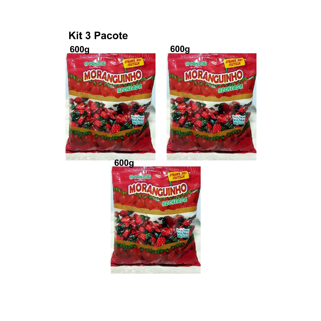 Bala Morango Recheada 600g Berbau Moranguinho | Shopee Brasil