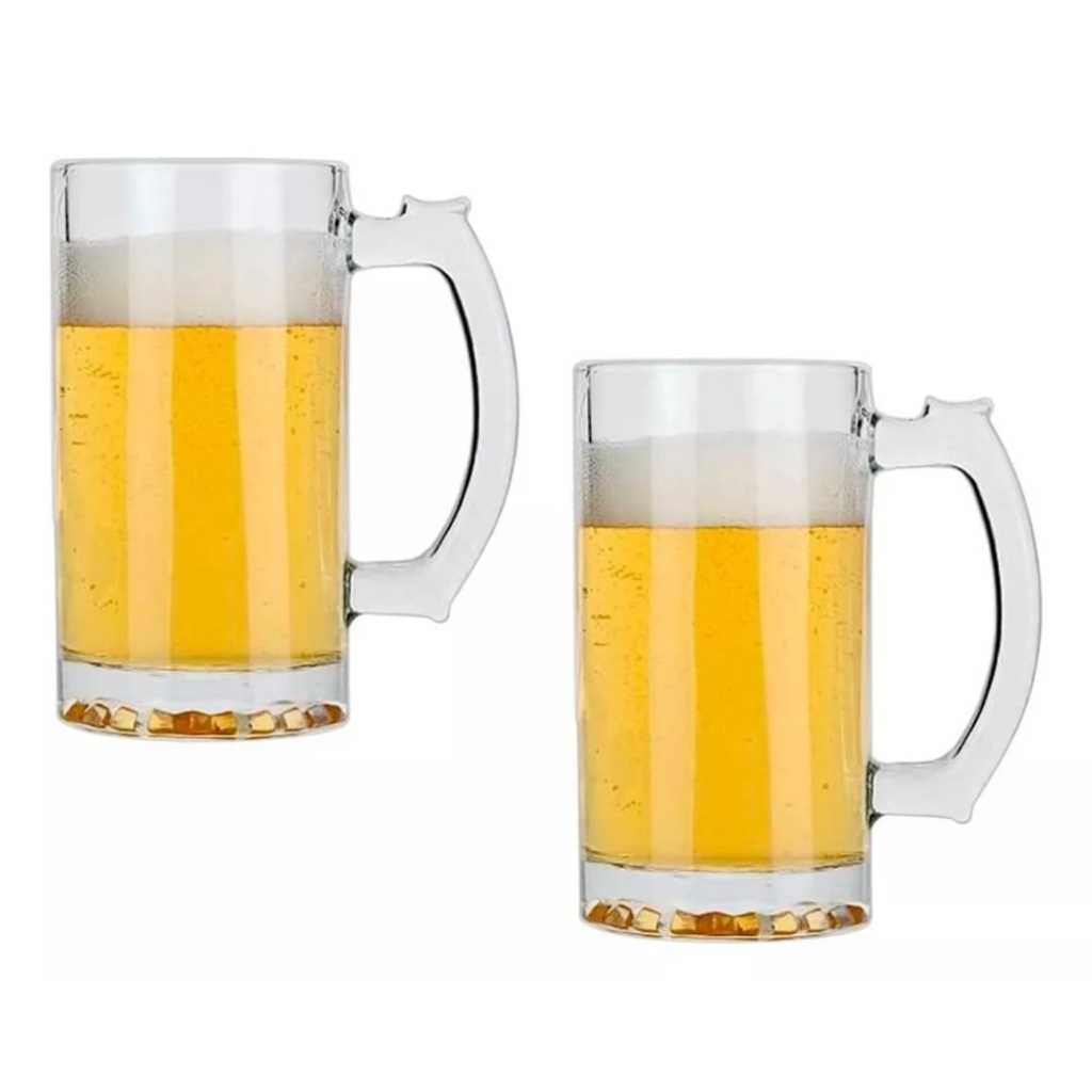 Jogo 2 Canecas De Vidro Para Chopp Cerveja Copo De Vidro Liso 480ml | Shopee Brasil