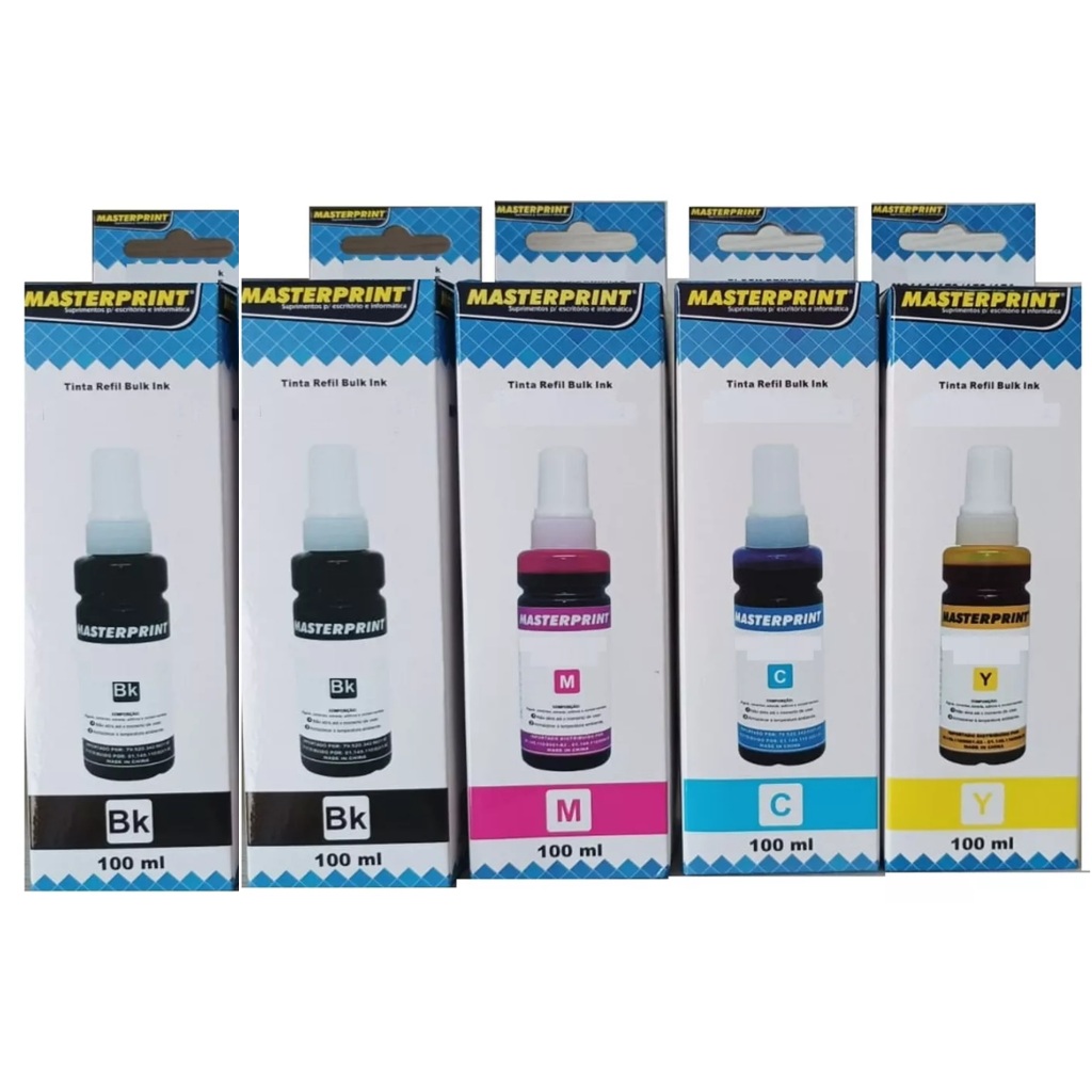 5 Refil Tinta Masterprint Para uso nas Impressora L110 L120 L210 L355 ...