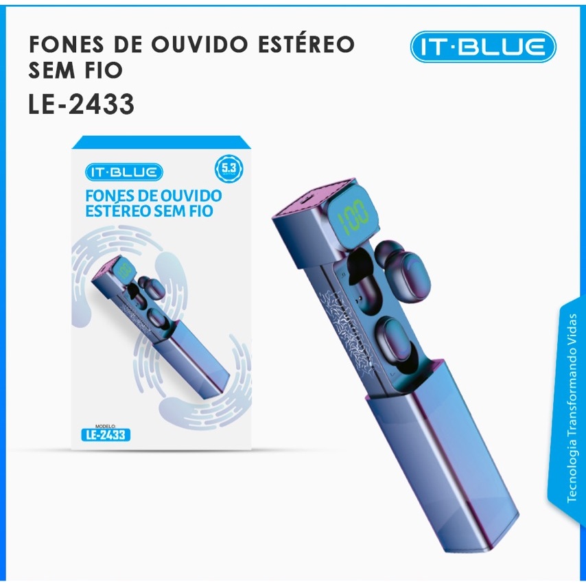 FONE DE OUVIDO ESTÉREO SEM FIO BLUETOOTH IT-BLUE LE-2433 | Shopee Brasil
